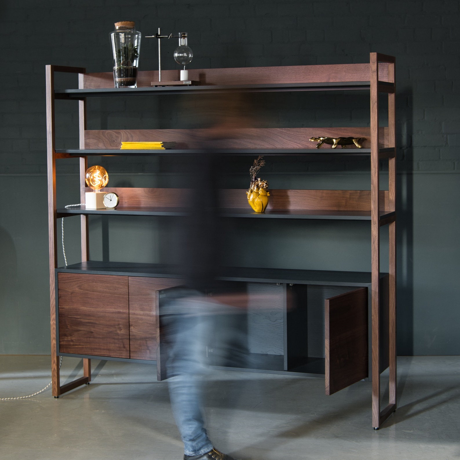 Walnut Shelving Unit Walnut Bookcase Walnut Storage Ari - Etsy