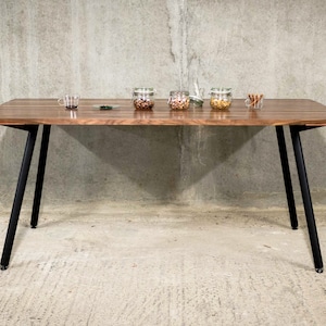 Walnut Dining Table Copper Accents Modern Industrial Kitchen, Meeting ...