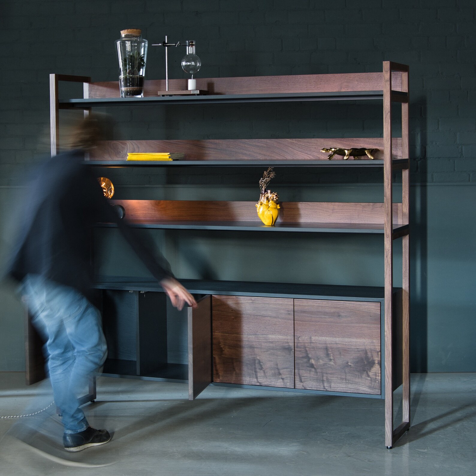 Walnut Shelving Unit Walnut Bookcase Walnut Storage Ari - Etsy