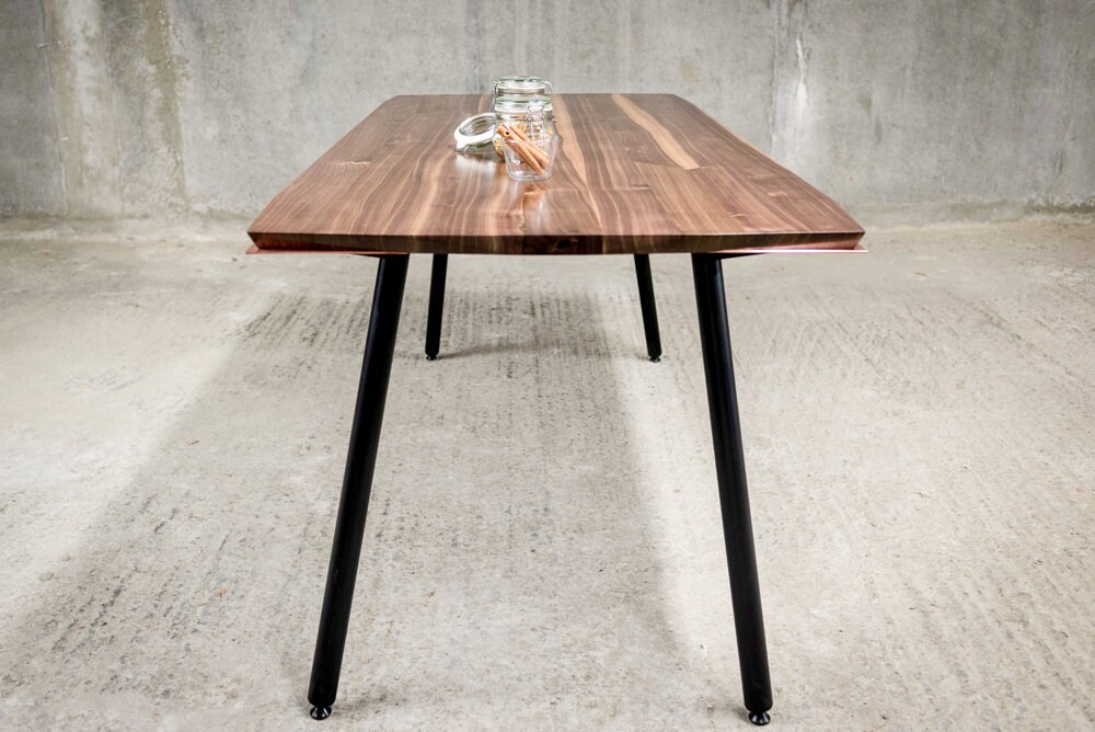 Walnut Dining Table Copper Accents | Etsy