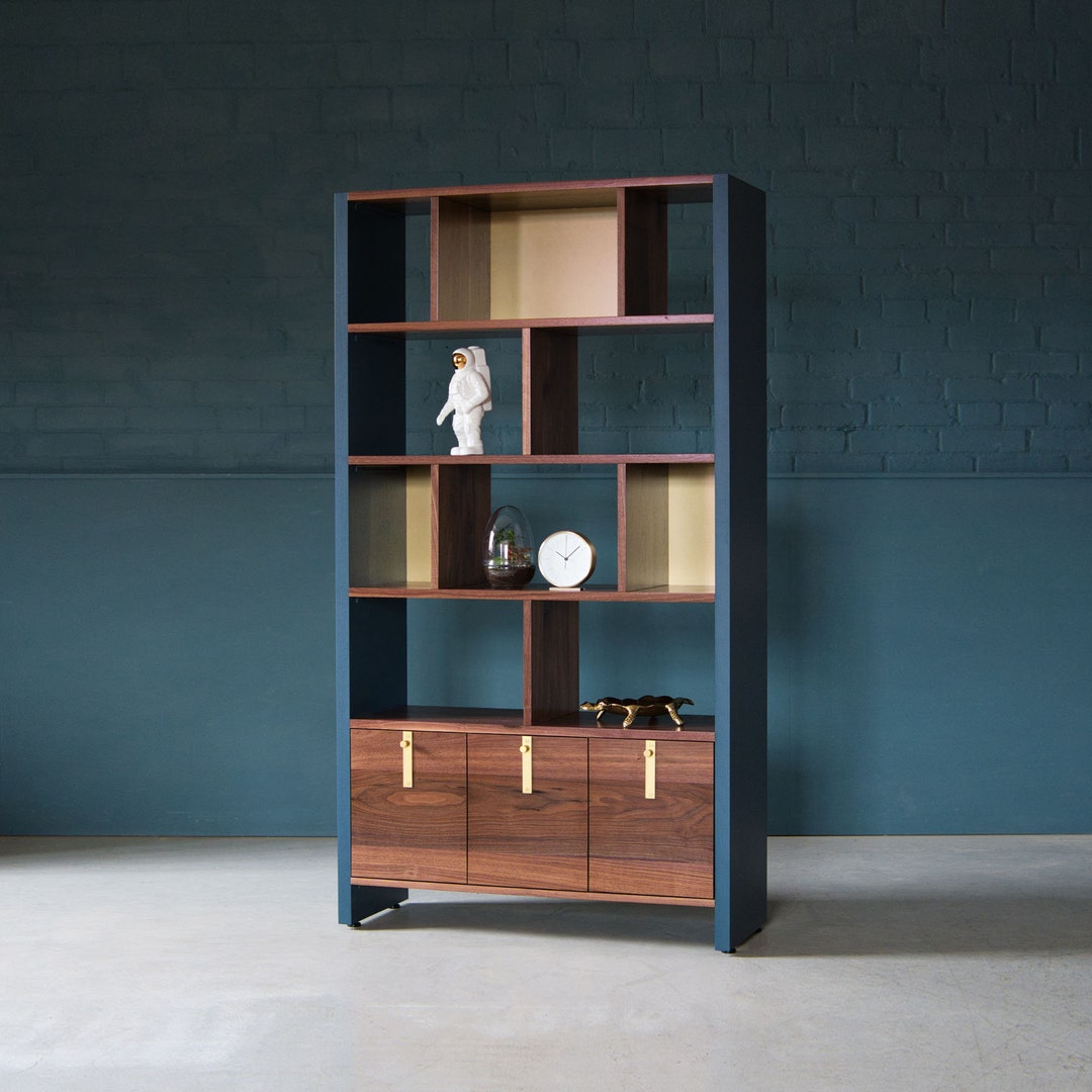 Walnut Bookcase, Walnut Shelving Unit, Walnut Storage, Aeris - Etsy