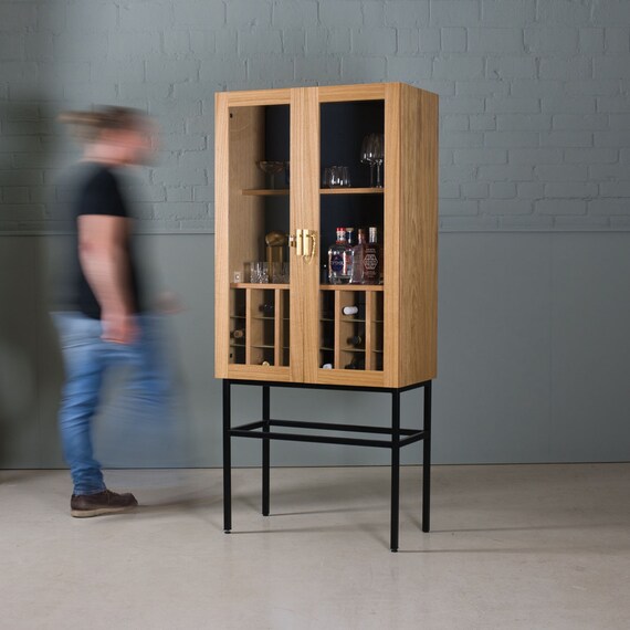 Drinks Cabinet Oak Drinks Cabinet Display Cabinet Glass Cabinet KODA Etsy