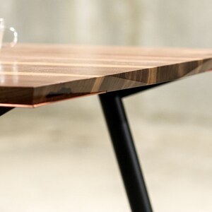 Walnut Dining Table Copper Accents Modern Industrial Kitchen, Meeting ...