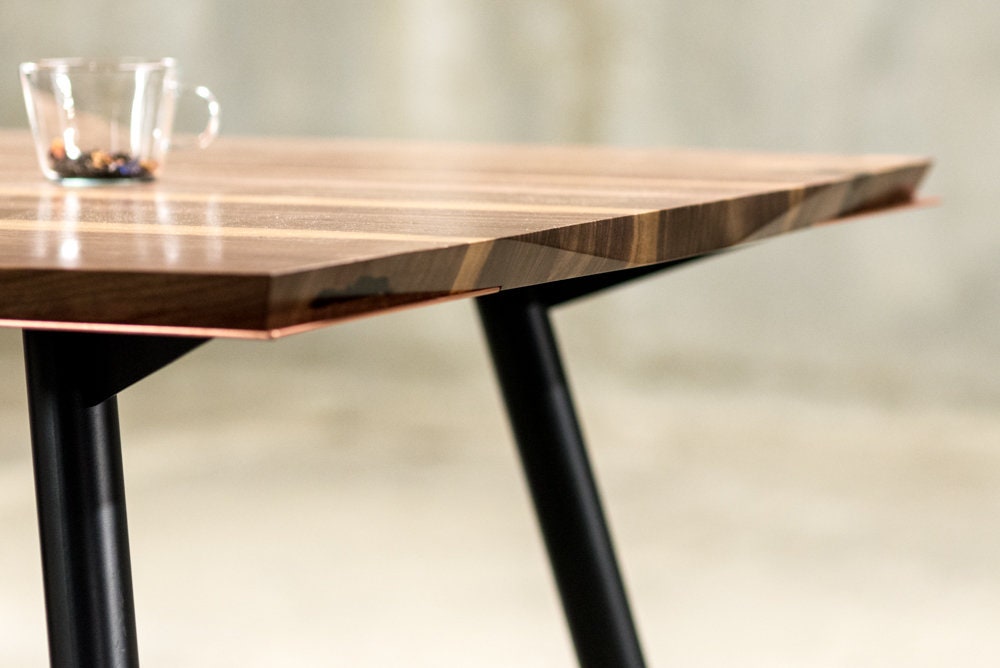 Walnut Dining Table Copper Accents | Etsy