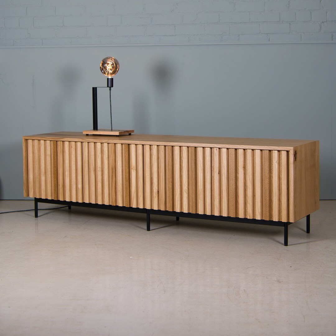 Fluted Oak Sideboard Oak Media Cabinet Oak TV Stand Oak - Etsy