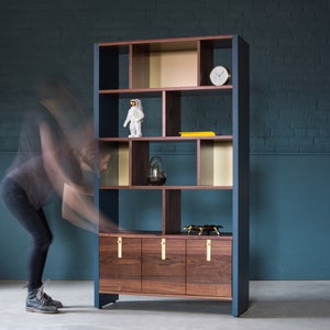 Walnut Bookcase, Walnut Shelving Unit, Walnut Storage, Aeris - Etsy