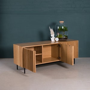 Fluted Oak Sideboard Oak Media Cabinet Oak TV Stand Oak - Etsy