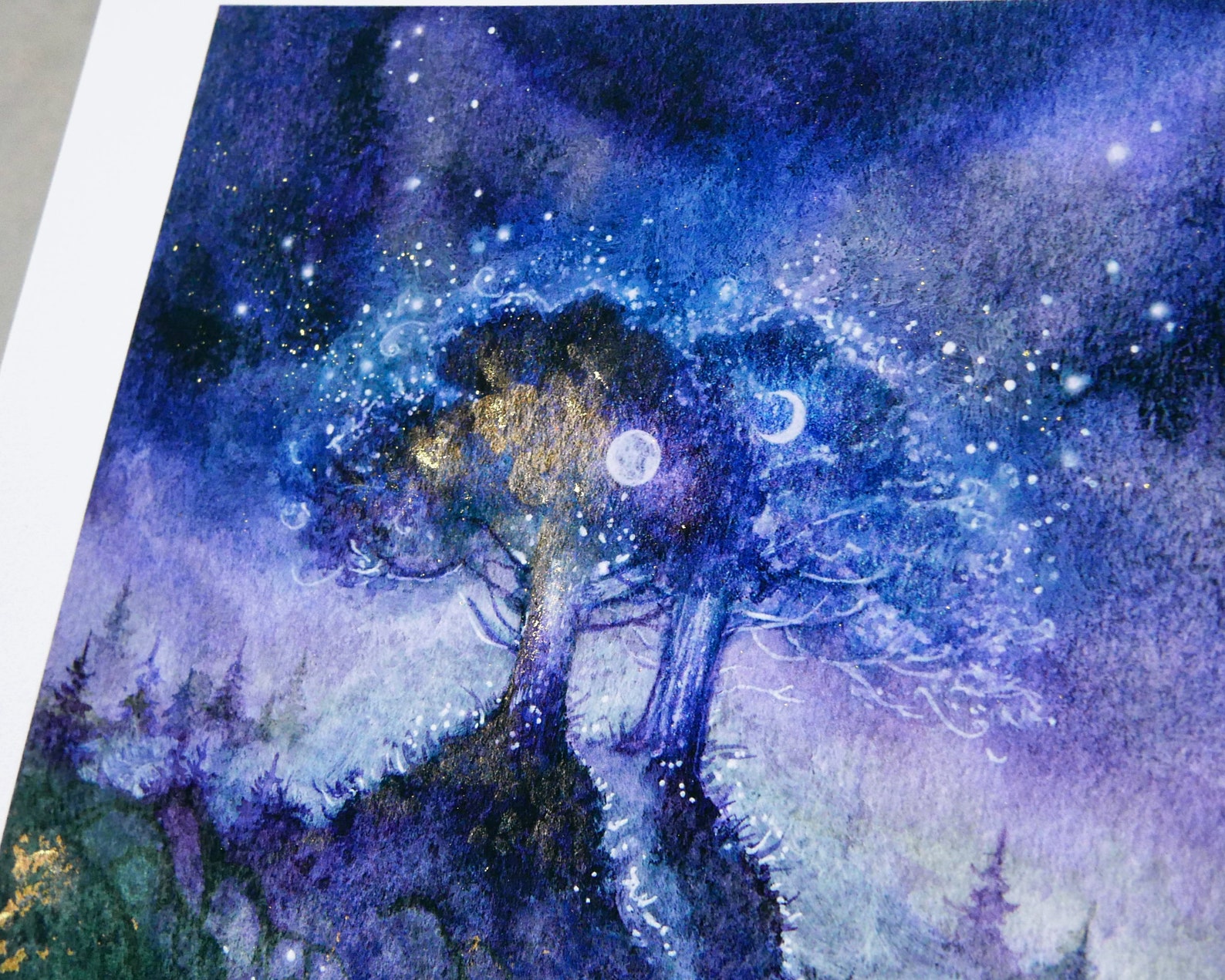 The Two Trees 8x8 Fine Art Print Magical Art Gold - Etsy