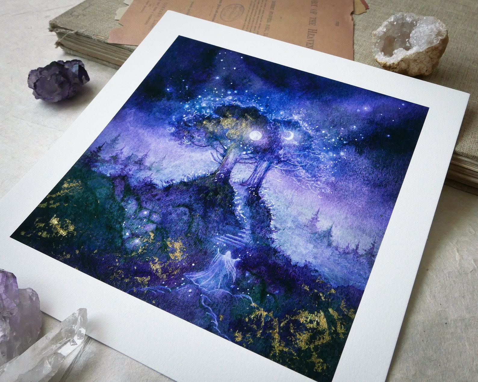 The Two Trees 8x8 Fine Art Print Magical Art Gold - Etsy