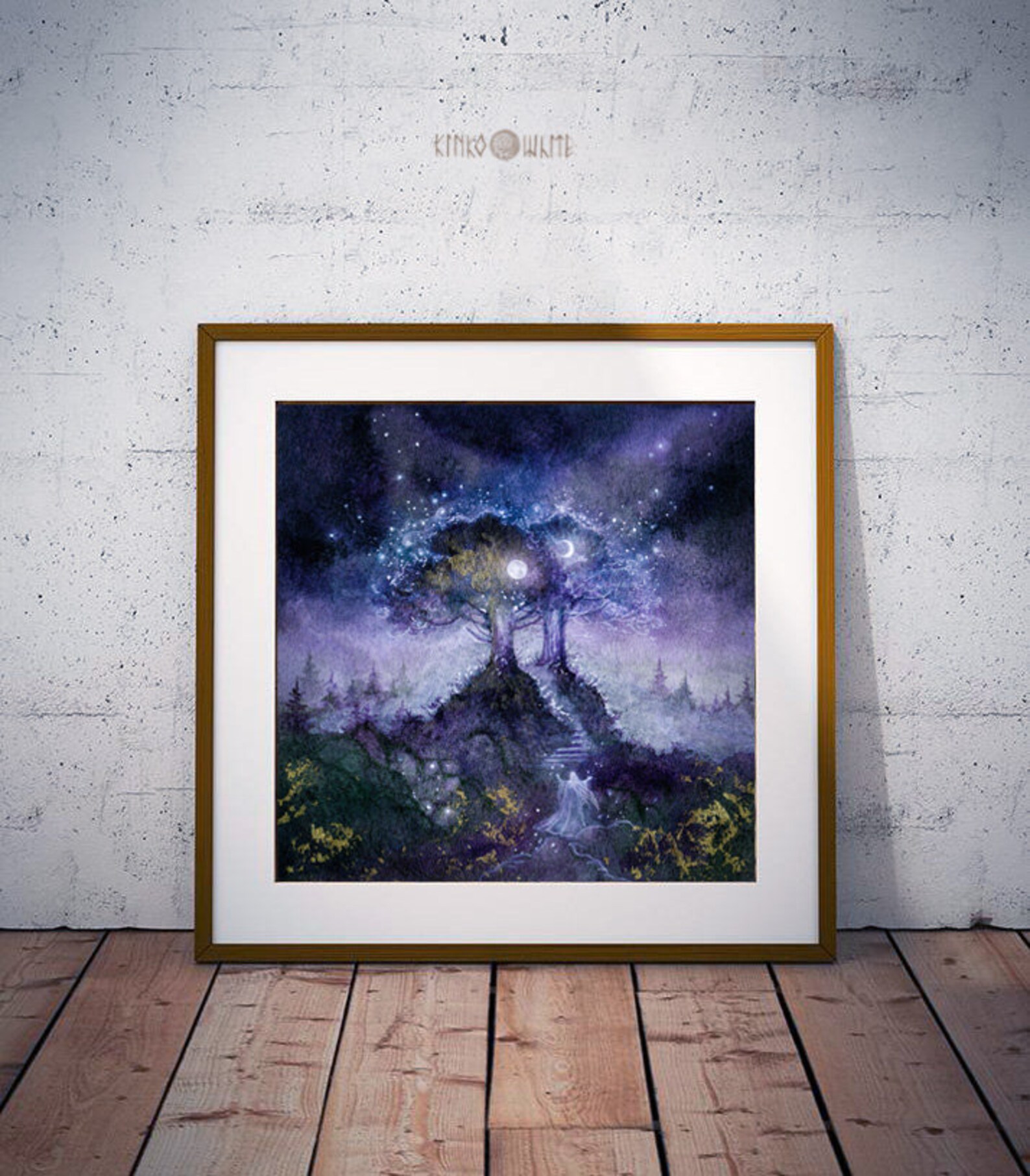 The Two Trees 8x8 Fine Art Print Magical Art Gold - Etsy