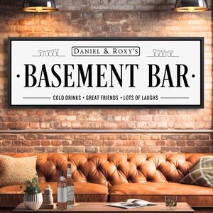 Basement Bar Sign Personalized Home Bar Sign Pub Wall Decor Lower Level ...