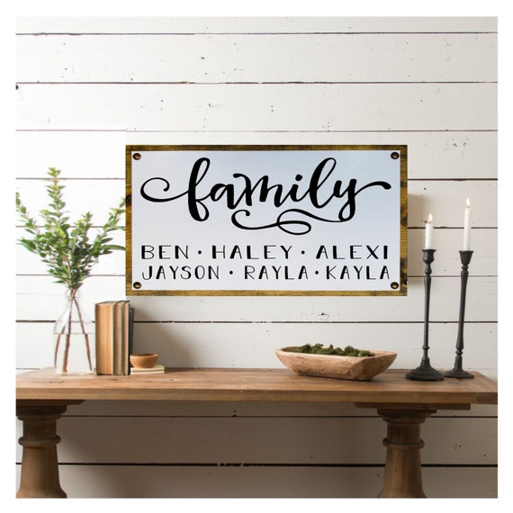 Family Sign With Names Family Member Sign With First Names | Etsy