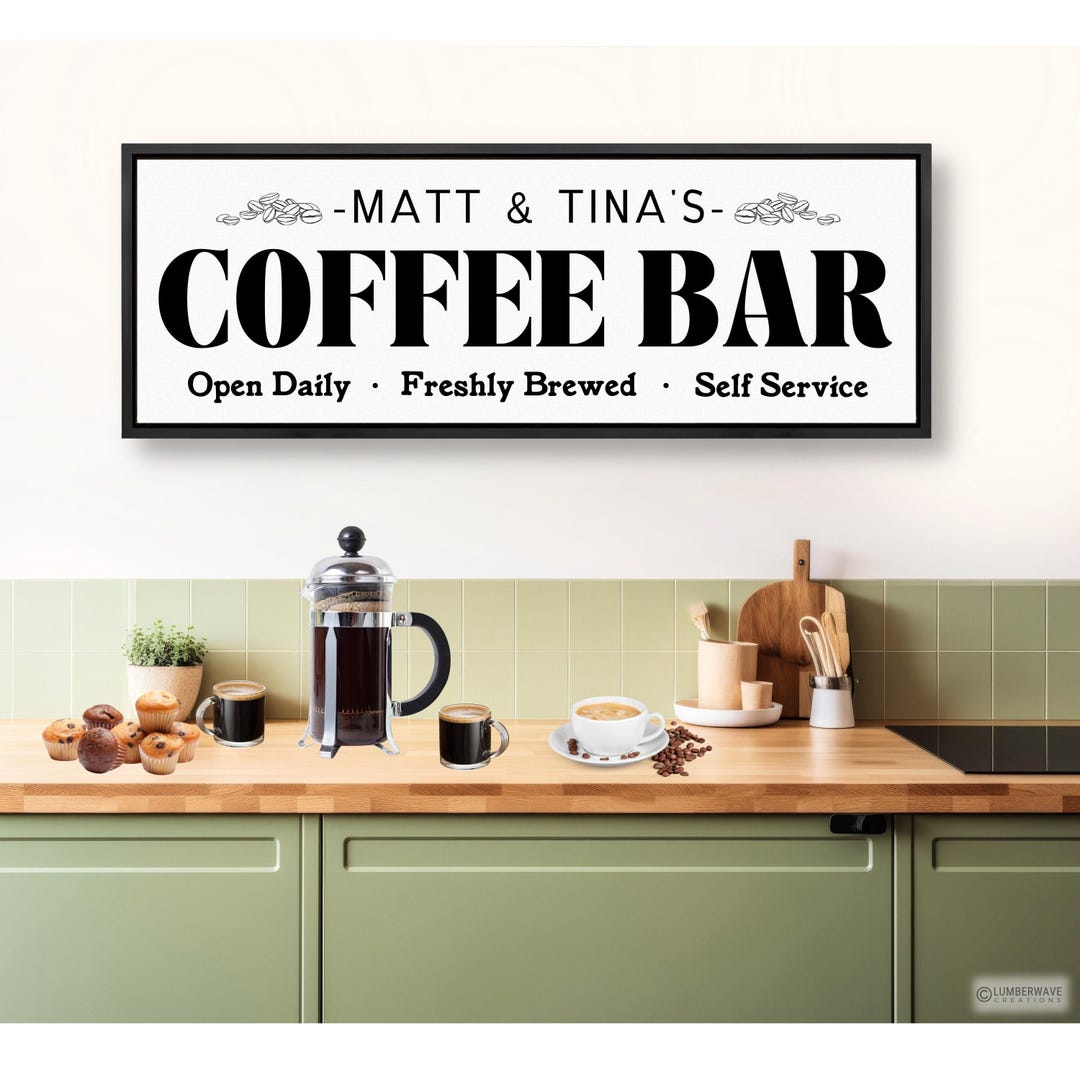 Coffee Bar Sign Personalized Coffee Cart Sign for Kitchen Modern ...