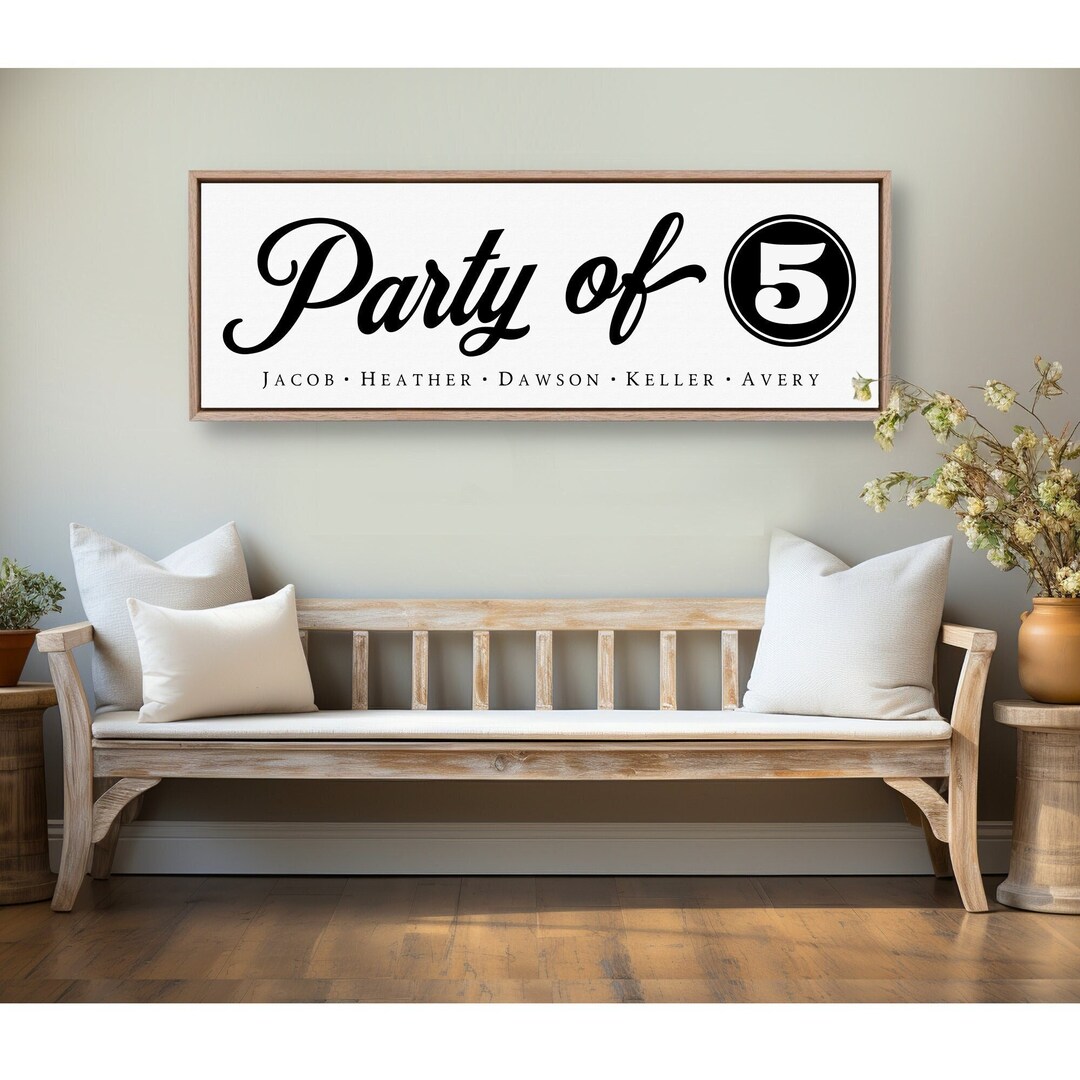 Party of Family Sign Personalized Family Number Sign Living Room Wall ...