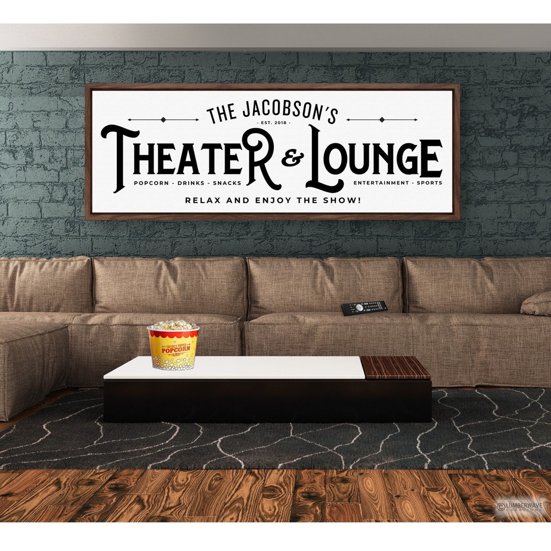 Theater Room Sign Family Home Movie Room Sign Custom Theater & Lounge ...