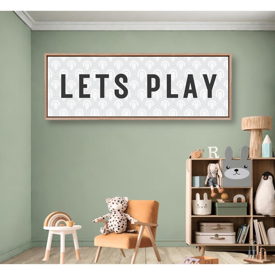 Lets Play Sign Nursery Play Room Sign Playroom Wall Decor Modern ...