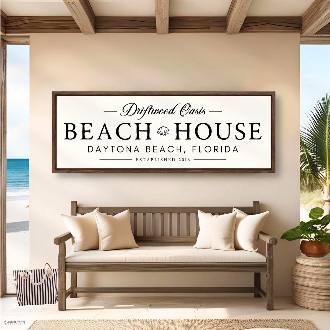 Beach House Sign, Personalized Beach Home Wall Decor, Coastal Cottage ...