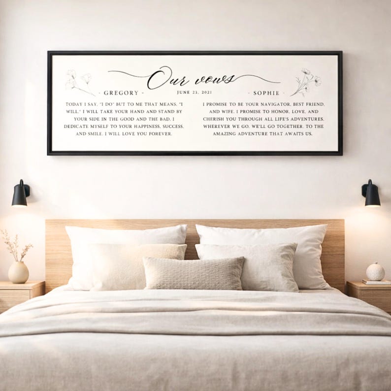 Wedding Vows Sign, Custom Anniversary Gift, Personalized His and Her ...