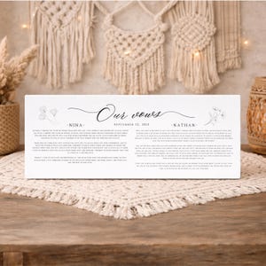 Wedding Vows Sign, Custom Anniversary Gift, Personalized His and Her ...