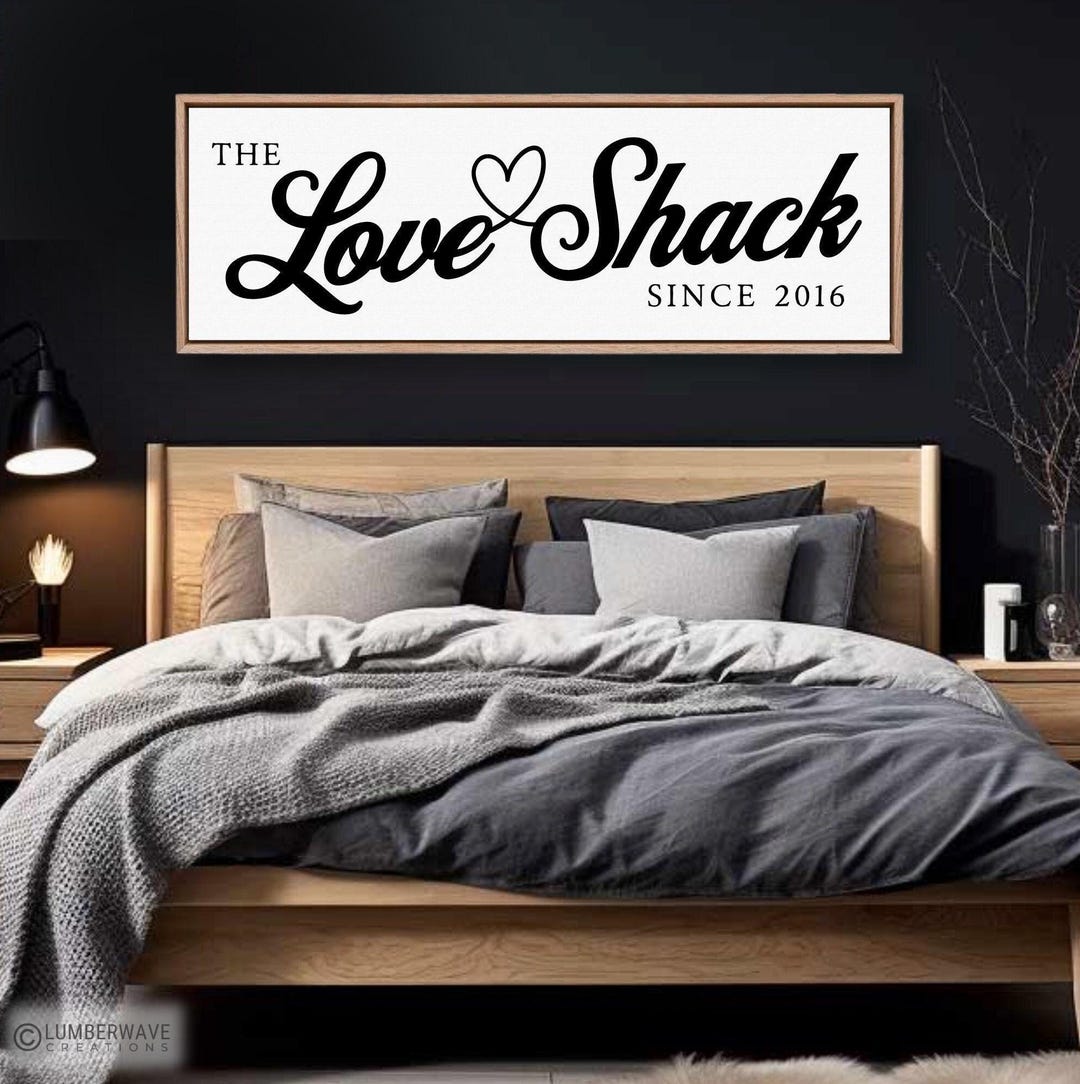 Love Shack Sign Funny Master Bedroom Wall Decor Above the Bed Poundtown ...
