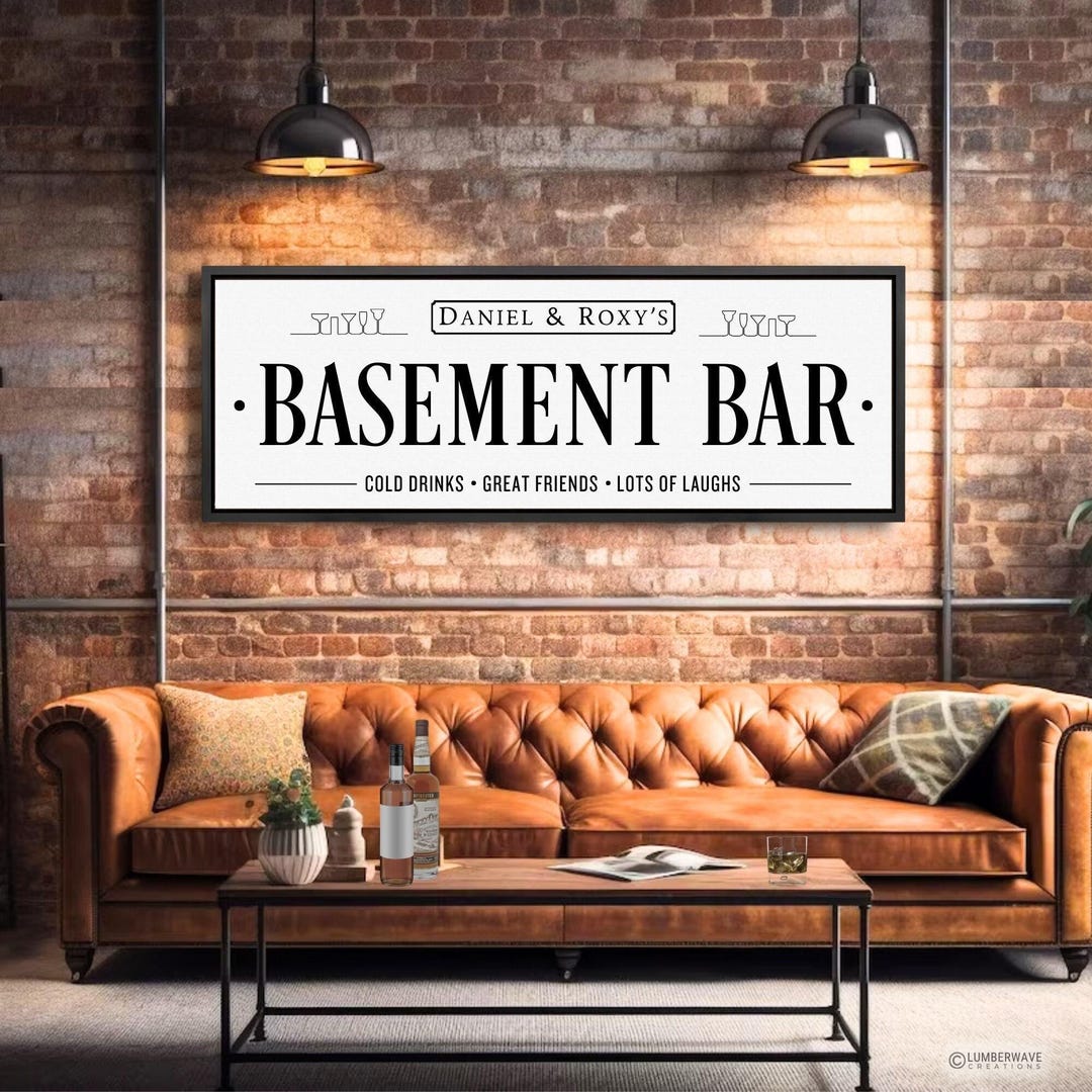 Basement Bar Sign Personalized Home Bar Wall Decor Lower Level Lounge ...