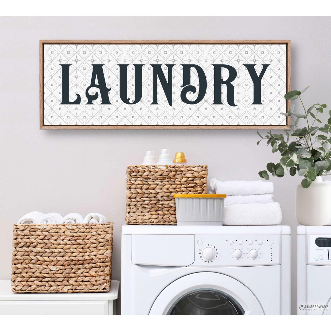 Retro Laundry Sign Wood Framed Laundry Room Sign for Above the Washer ...