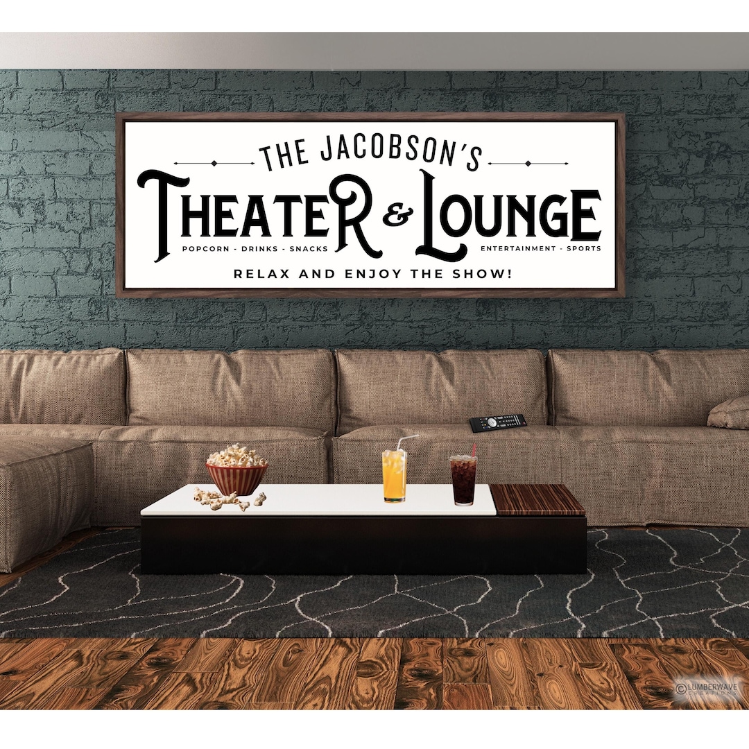 Theater Room Sign Family Home Movie Room Sign Custom Theater & Lounge ...