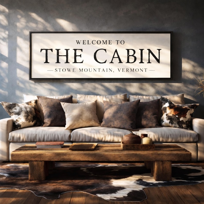 Cabin Welcome Sign, Personalized Mountain Home Decor, Lake House Wall ...