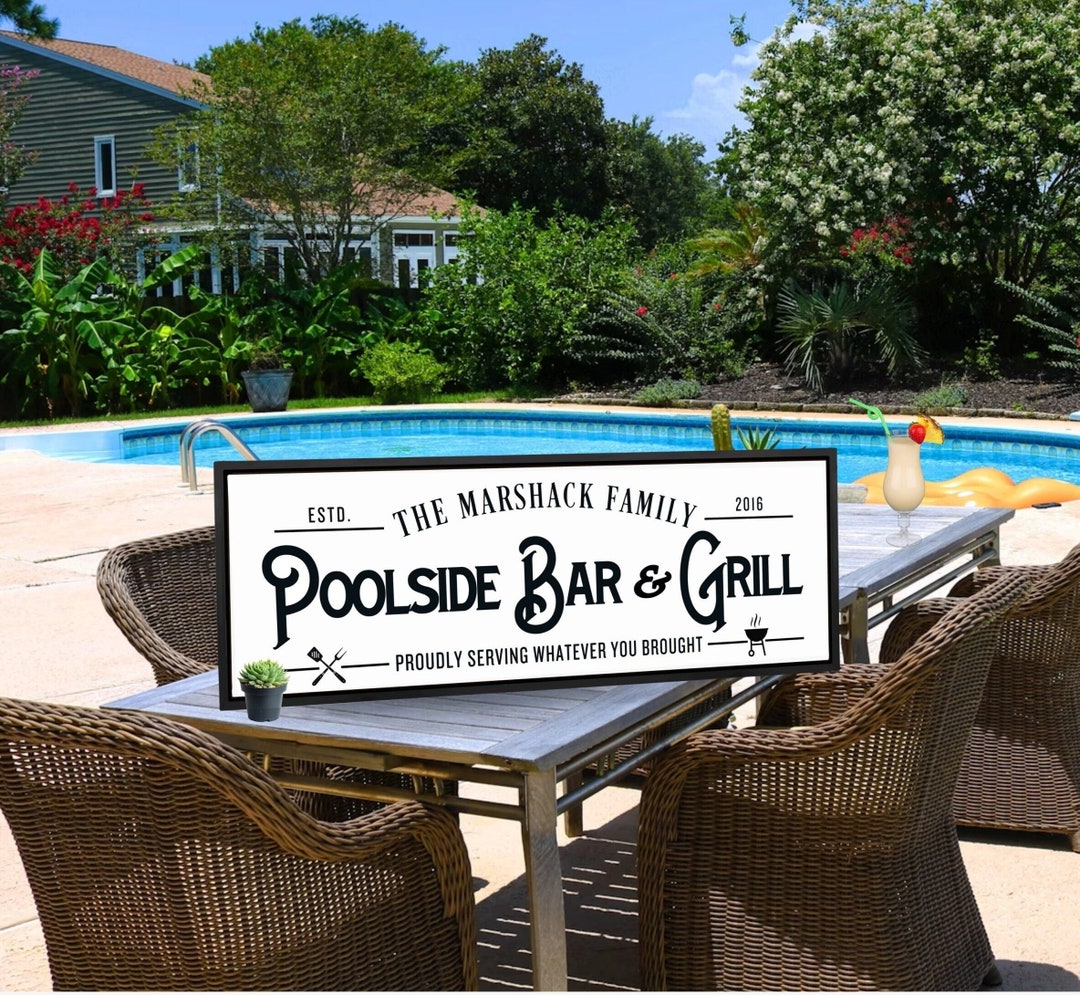 Poolside Bar and Grill Sign for Patio Last Name Pool Sign Backyard Pool ...