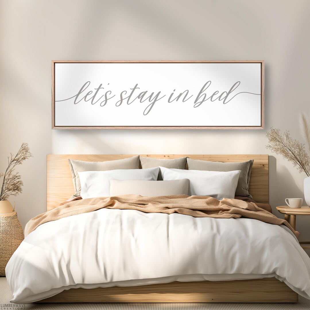 Let's Stay in Bed Sign, Master Bedroom Wall Decor, Modern Guest Room ...