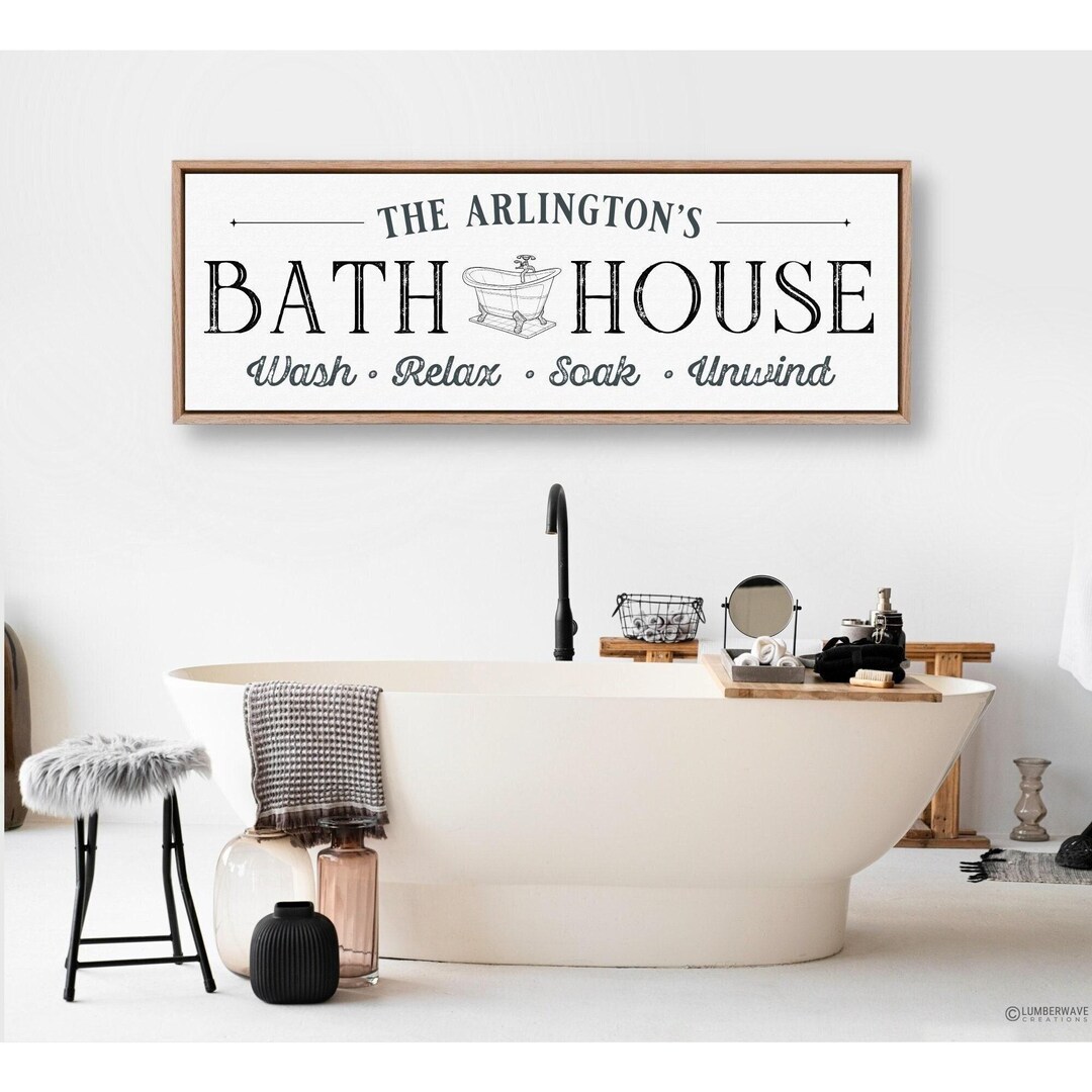 Bath House Sign Personalized Bath Room Sign Wood Framed Bath Signs for ...