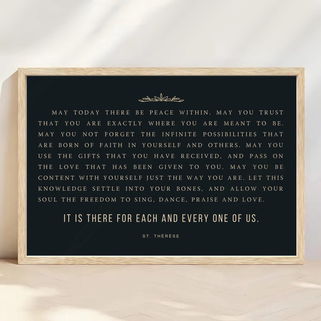 May Today There Be Peace Within Sign St. Therese Prayer Wall Decor ...