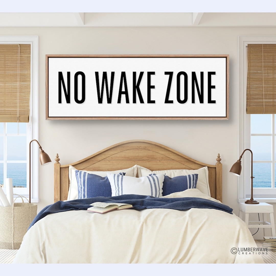 No Wake Zone Sign Above the Bed Sign for Lake House or Guest Bedroom ...