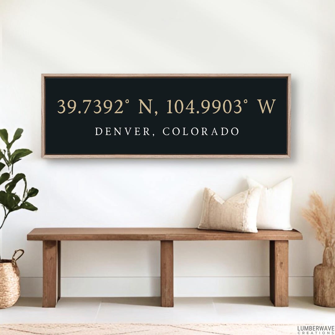 Latitude and Longitude Print, City and State Signs, Modern GPS ...