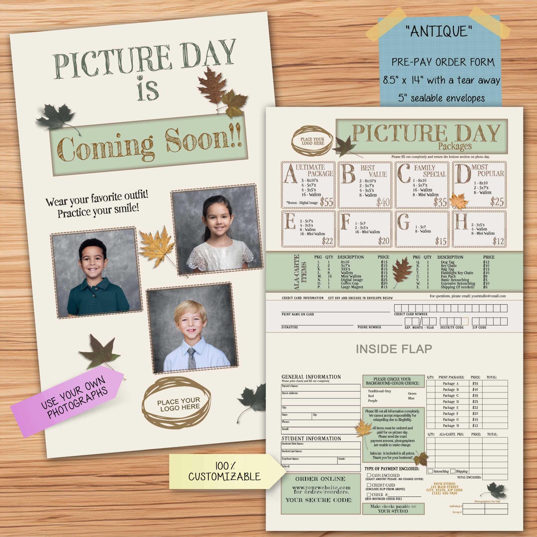 Fall School Picture Day Order Form Template (digital Download) - Etsy