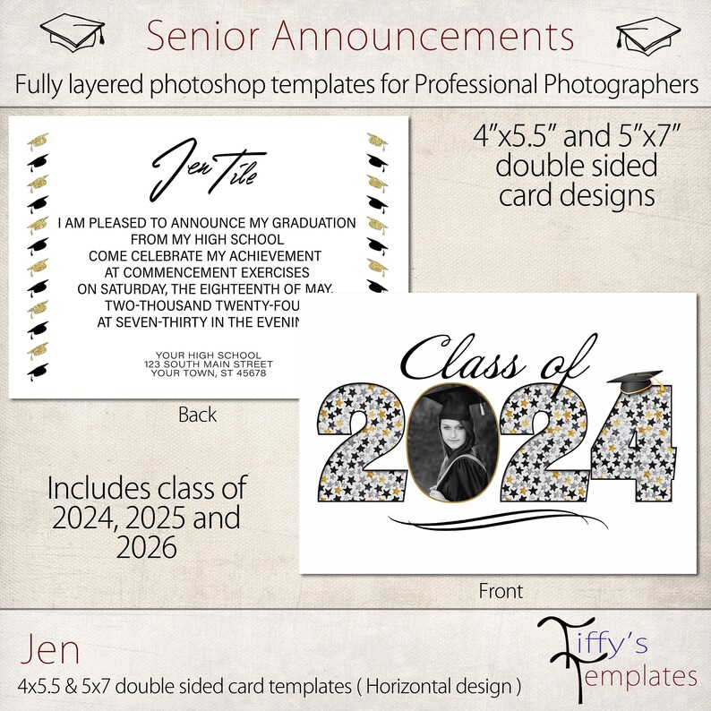 Senior Card Template Bundle, Graduation Announcement, Photographer ...