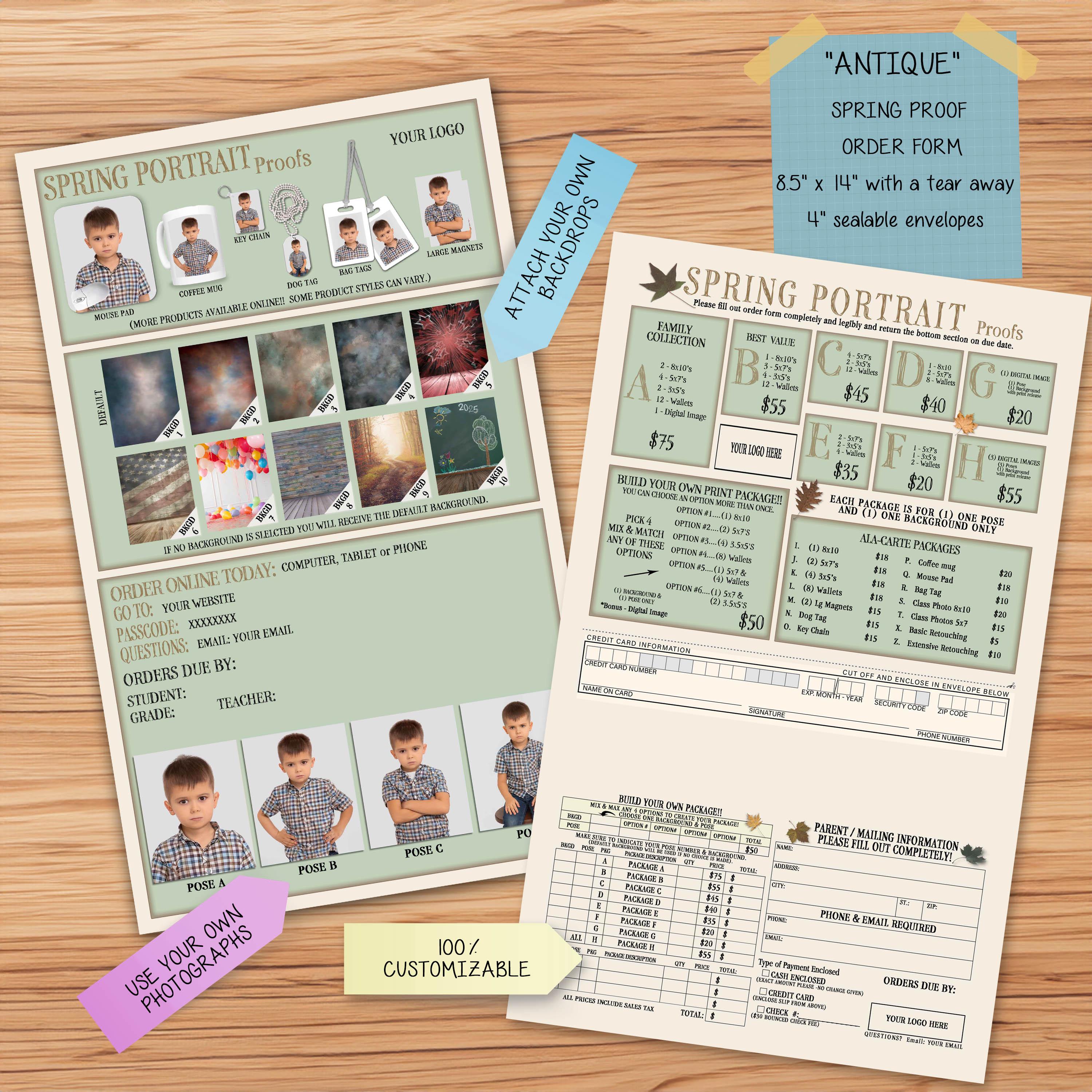 School Photo Order Form Template | Antique Spring Proof (digital ...