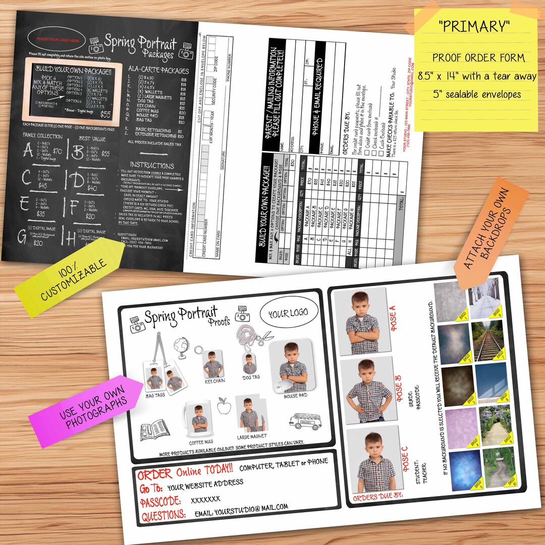 Picture Day Order Form, Spring Portrait Order Form, School Photography ...