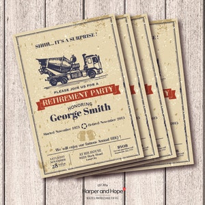 Construction Retirement Party Invitation Printable | Etsy