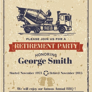Construction Retirement Party Invitation Printable | Etsy