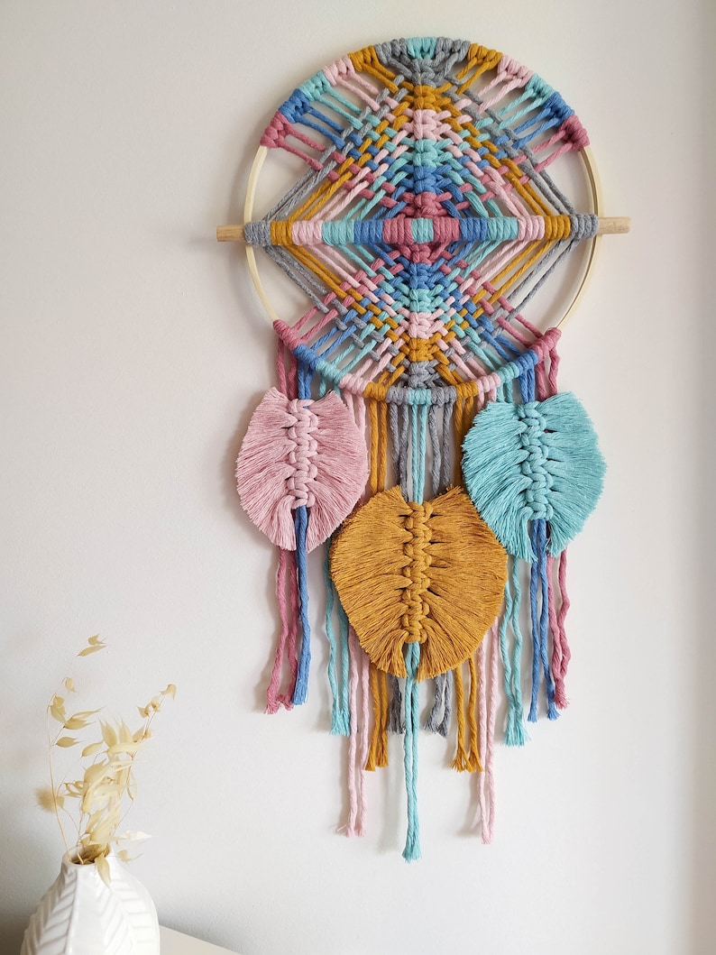 Multicolored Circular Macrame Wall Hanging Macraweave Fringed - Etsy
