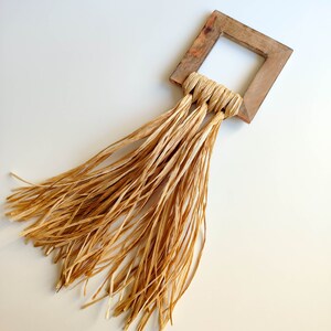 Decorative Wall Hanging With Wooden Hollow Square and Raffia Tassel ...