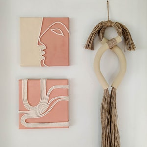 Abstract Arch and Side Face Fiber Art Canvas, Unframed Rope Art on ...