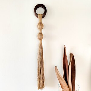 Decorative Wall Hanging With Hand Carved Wood Ring and Hemp Twine ...