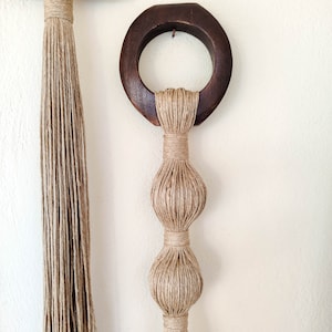 Decorative Wall Hanging With Hand Carved Wood Ring and Hemp Twine ...