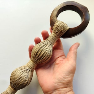 Decorative Wall Hanging With Hand Carved Wood Ring and Hemp Twine ...