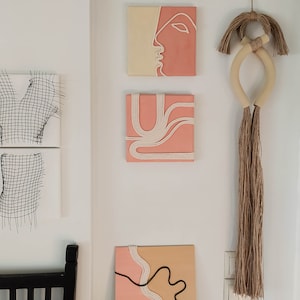 Abstract Arch and Side Face Fiber Art Canvas, Unframed Rope Art on ...