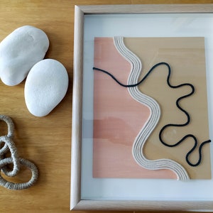 Abstract Textured Mid-century Rope Art on Canvas Panel, Unframed Fiber ...