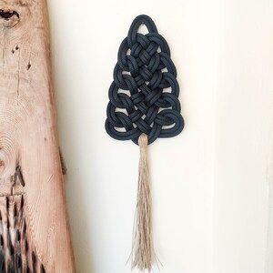 Black Rope Wall Art, Macrame Tree Wall Hanging, Modern Minimalist Fiber ...
