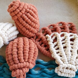 Macrame Ocean Wall Art, Scallop Seashell and Conch Shell Shadow Box, Sea Life Scene, Nautical ...